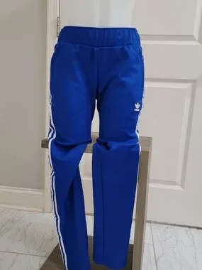 adidas | Pants & Jumpsuits | Adidas Womens Blue Threestripe Track Pants ...